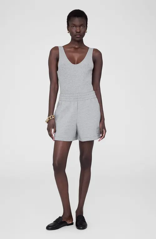 ANINE BING Kam Short Framed Monogram - Heather Grey