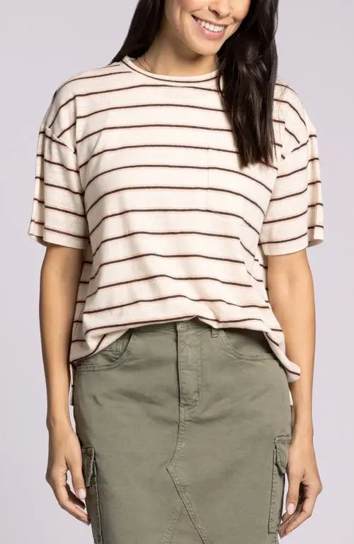 THREAD & SUPPLY Oversized Linen Blend T-shirt - Bone Soft Coral