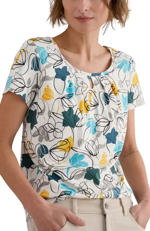 SEASALT CORNWALL Keyhole T-shirt - Linear Shadows Chalk