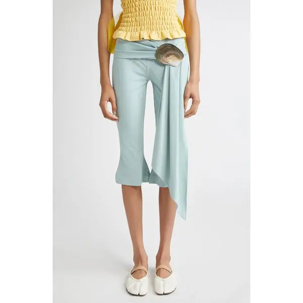 CONNER IVES Mother-of-pearl Shell Belt Capri Pants - Sage
