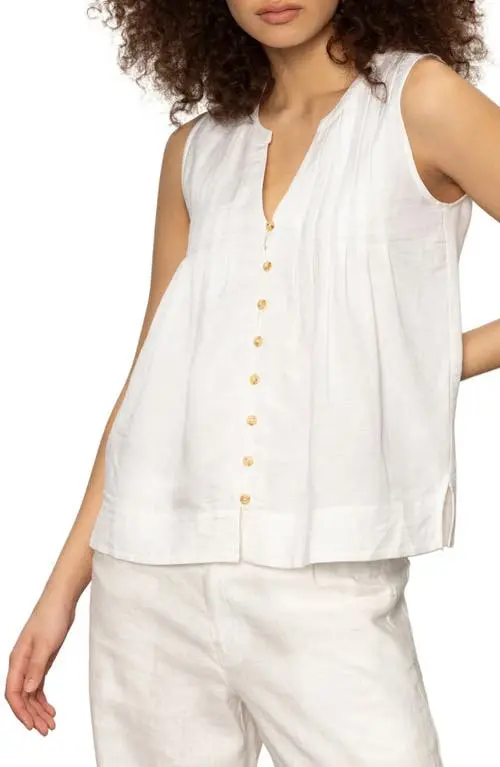 Sanctuary Harmony Pintuck Pleat Linen Blend Tank - White