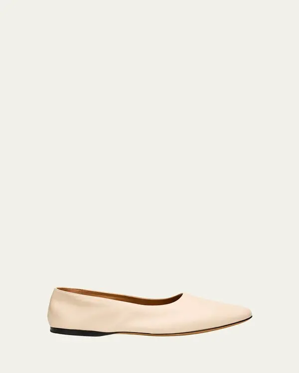 THE ROW Awar Leather Ballerina Flats - White
