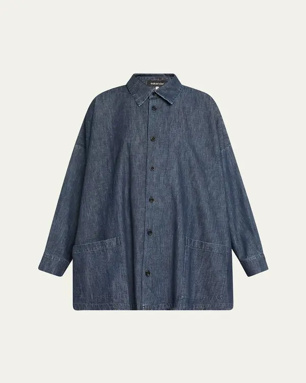 Eskandar Denim A-line Shirt Jacket - Jeandark