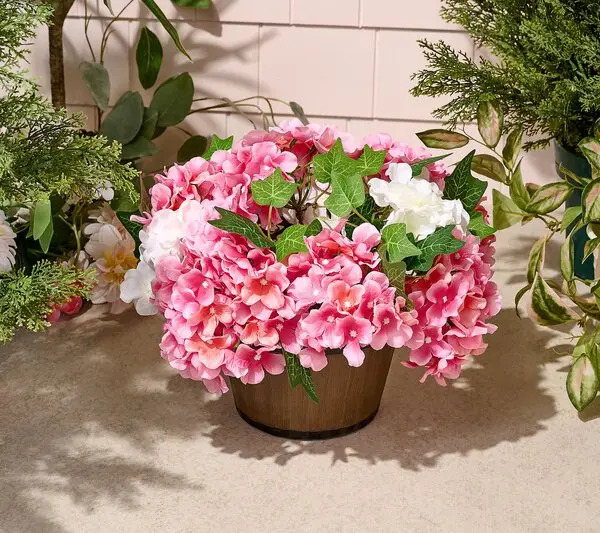 WICKER PARK As Is 16' Faux Hydrangea In Planter