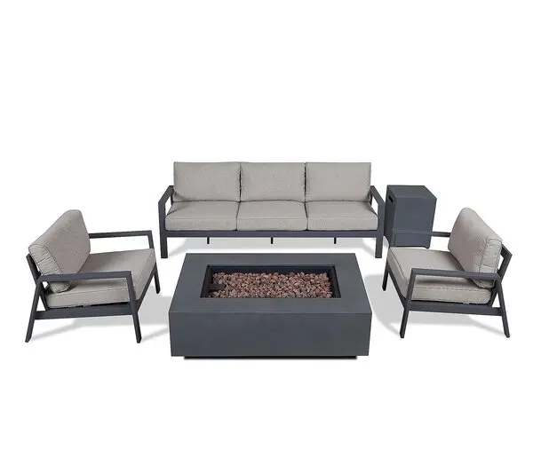 REAL FLAME Aegean 5-seat Patio Furniture Set Wi H Fire Table