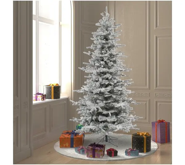 VICKERMAN Artificial 6.5' Flocked Slim Sierra U Nlit Tree