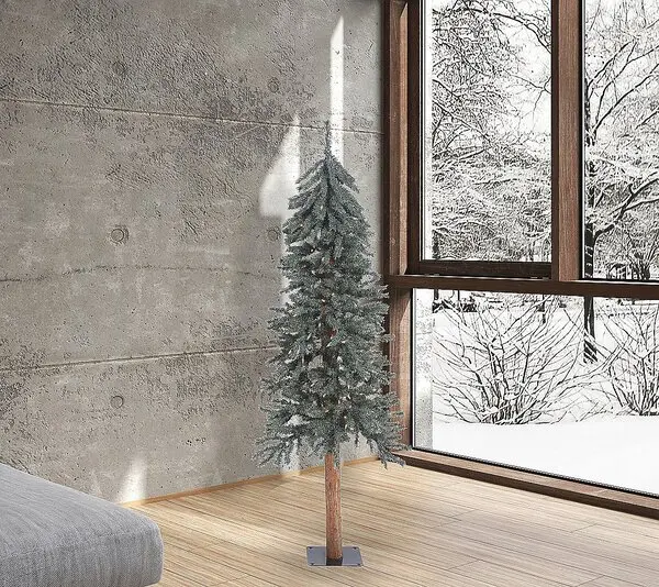 VICKERMAN 5' Natural Bark Alpine Artificial Pre-lit Tree