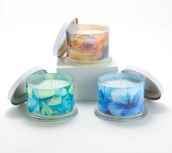 HOMEWORX BY SLATKIN + CO. As Is S/3 14ozpoolside Candle