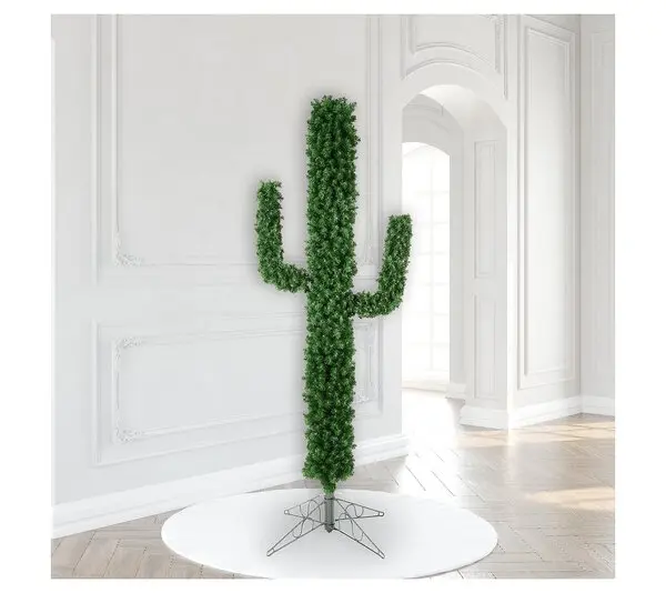 VICKERMAN 7.5' Unlit Cactus Pine Artificial Chr Istmas Tree