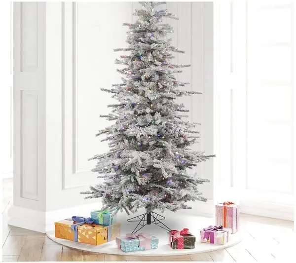VICKERMAN Artificial 6.5' Flocked Slim Sierra P Re-lit Tree