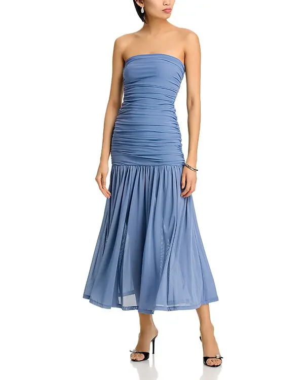 Bardot Solana Mesh Maxi Dress - Dusty Blue