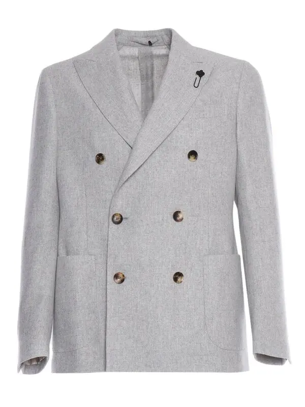 LARDINI Double-breasted Jacket - Gray