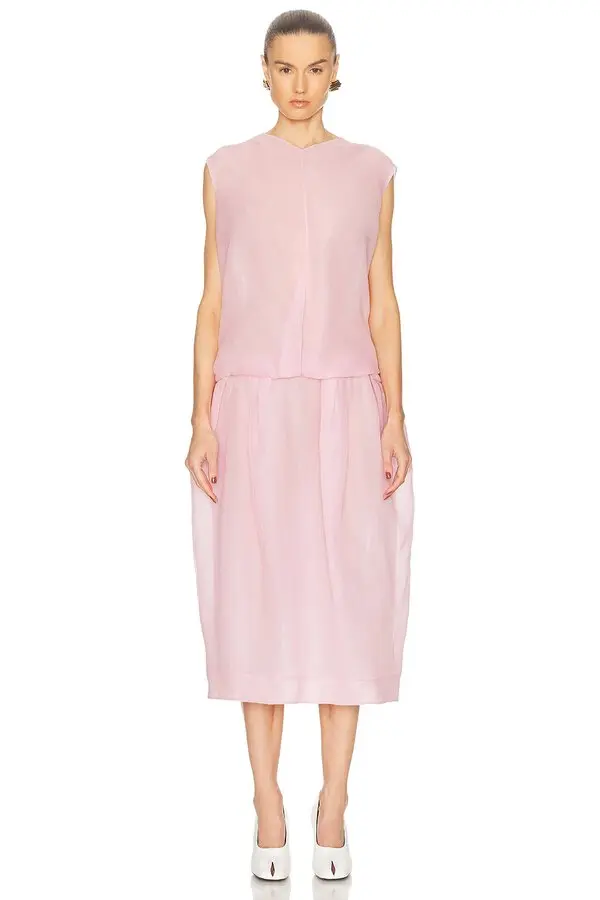 Khaite Noah Organza Midi Dress - Peony