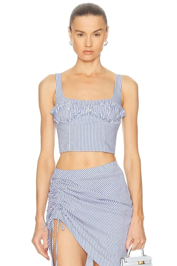 Fleur Du Mal Poplin Bustier Top - Midnight Stripe