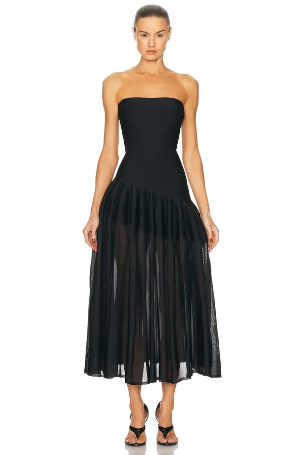 Alaïa Long Godet Dress - Noir Alaia
