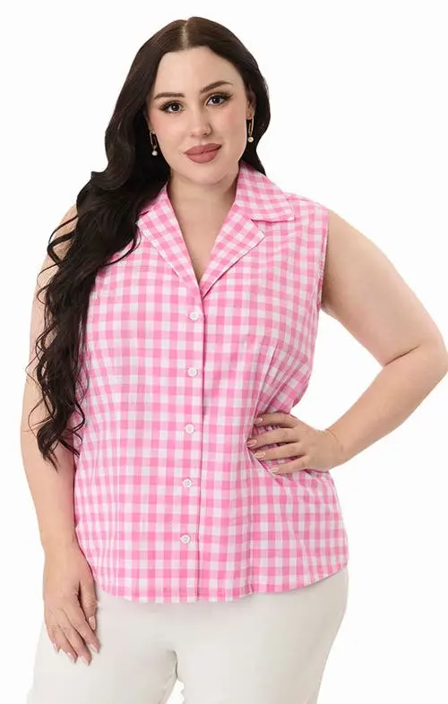 Unique Vintage Notched Collar Cotton Blouse