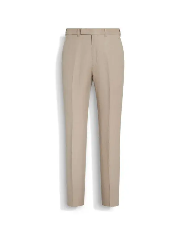 Zegna Oasi Lino Blue Flower Pants - Light Taupe