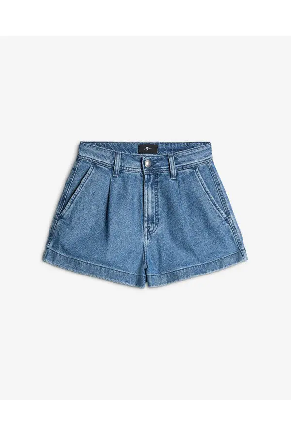 7 For All Mankind Weightless Pleated Short - Denim
