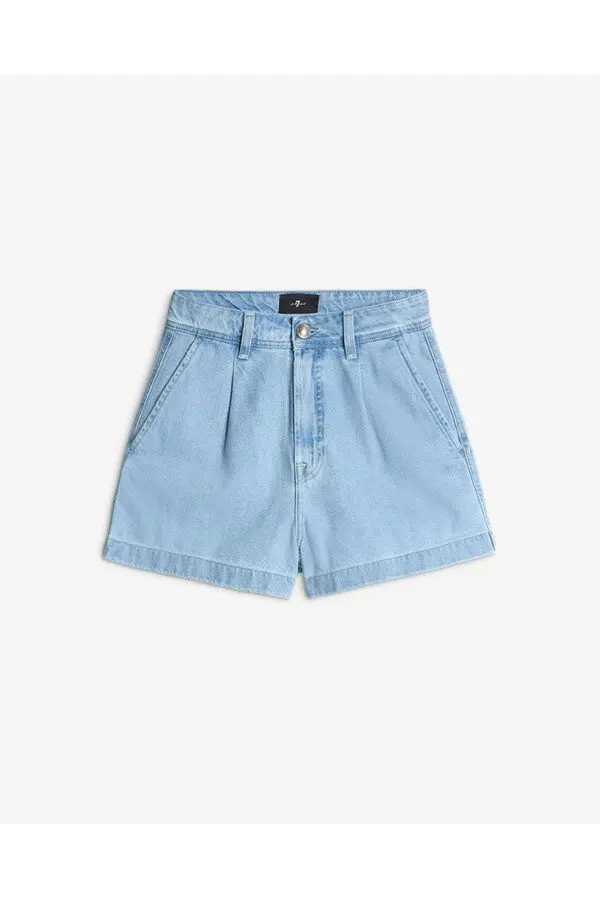 7 For All Mankind Weightless Pleated Short - Denim