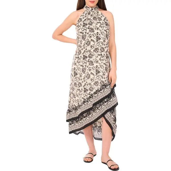 Vince Camuto Printed Sleeveless High-low Maxi Dress