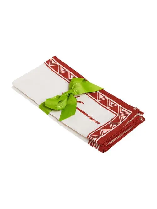 La DoubleJ Large Napkins Set Of 2 - Date Palms Napkin Mattone