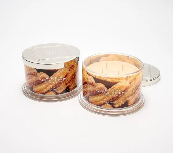 HOMEWORX BY SLATKIN + CO. S/2 18oz Sugared Apl Churro Candles