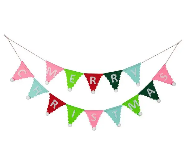 NORTHLIGHT 45' Multi 'merry Christmas' Banner G Arland Unlit