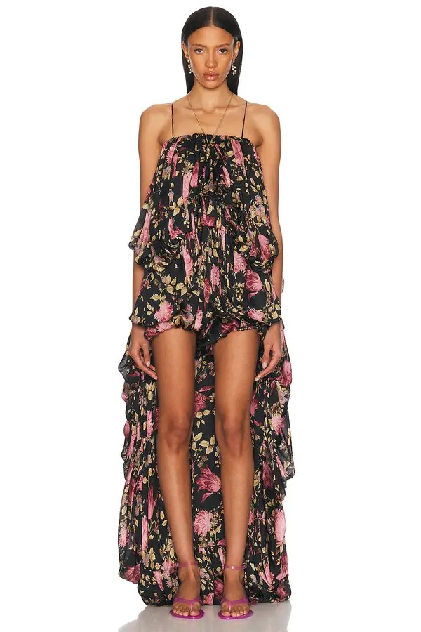 Chloé Thin Strap Gathered High-low Jumpsuit - Black