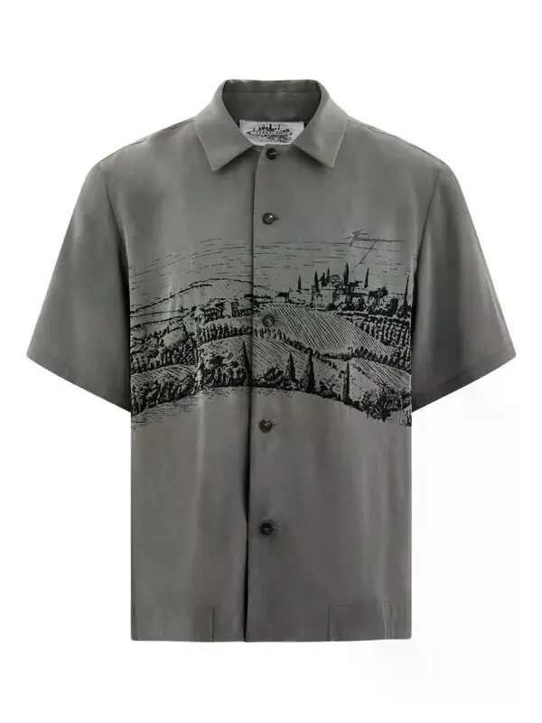FERRAGAMO Printed Silk Shirt - Grey