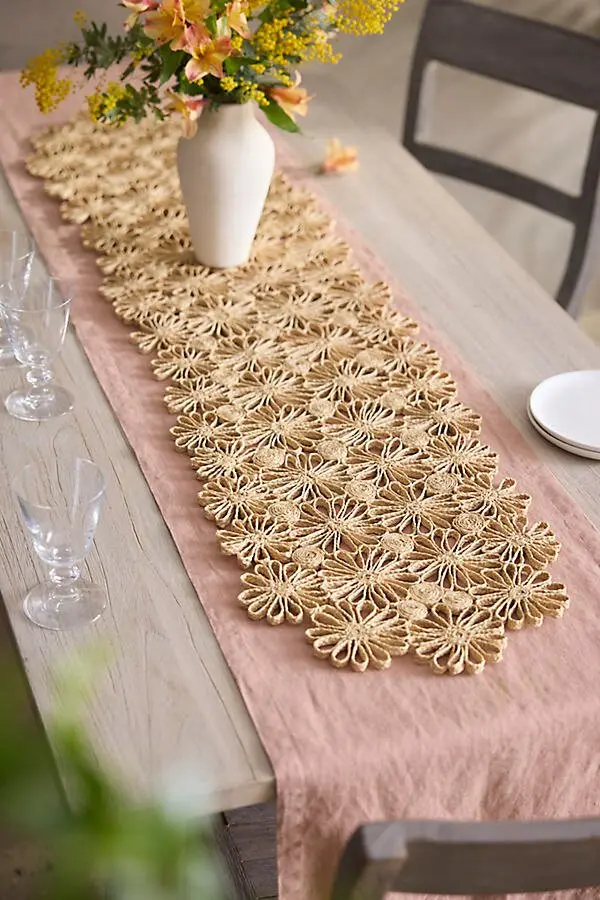 TERRAIN Floral Raffia Runner