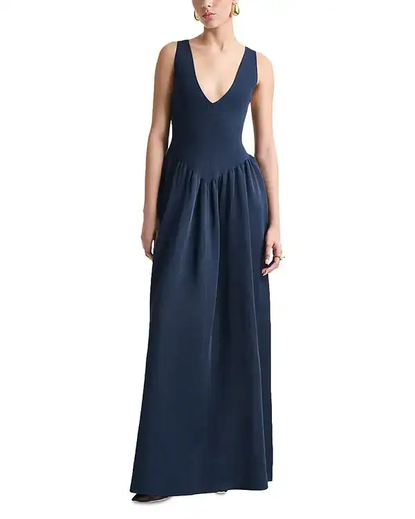 Altuzarra Lollie Plunging Drop-Waist Maxi Dress - Navy - 60% Off |  Editorialist