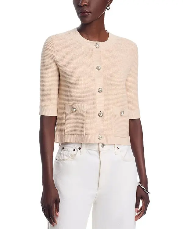 SIONI Waffle Knit Button-front Sweater