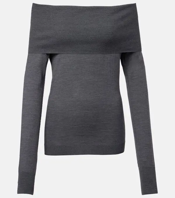 Stella McCartney Off-shoulder Virgin Wool Top - Grey
