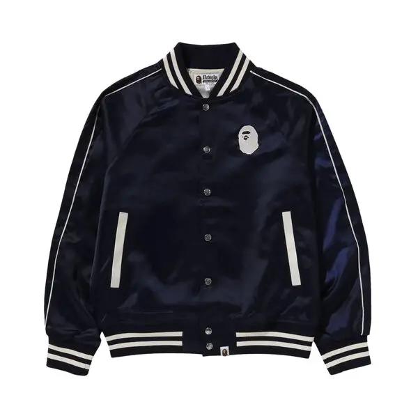 BAPE A Bathing Ape Nylon Varsity Jacket - Blue