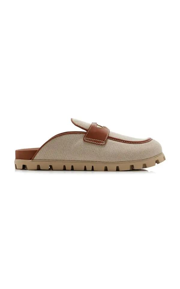Miu Miu Canvas Loafer Mules - Neutral