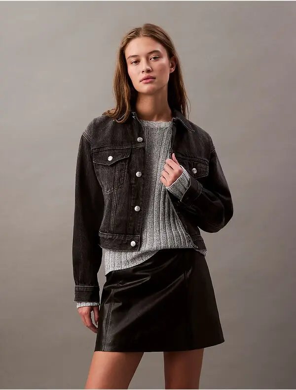 Calvin Klein 90s Denim Trucker Jacket - Black Fog