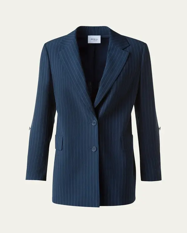 Akris Pinstripe Cool Wool Crepe Jacket