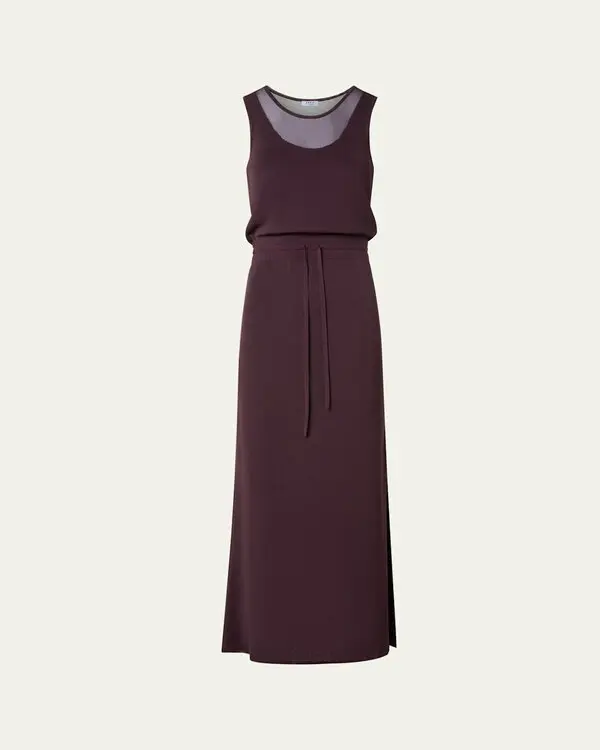 Akris Sleeveless Layered Viscose Knit Midi Dress