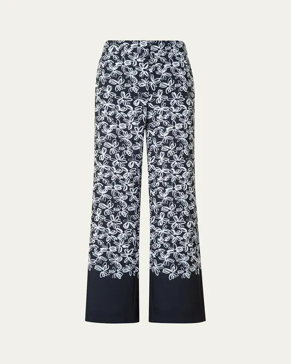 Akris Marla Cropped Floral-print Techno Crepe Pants