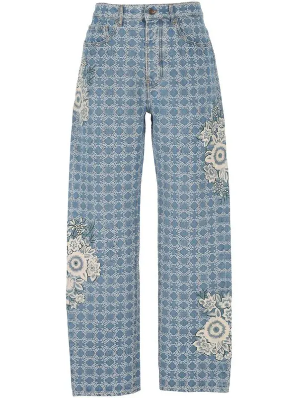 Amiri Floral Embroidered Geometric Trousers - Multicolor