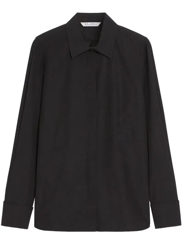 Max Mara Knut Stretch Cotton Crepe Shirt - Black