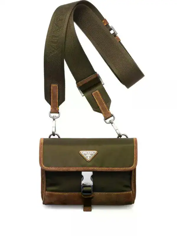 Prada Canvas Flap Shoulder Bag - Green | Editorialist