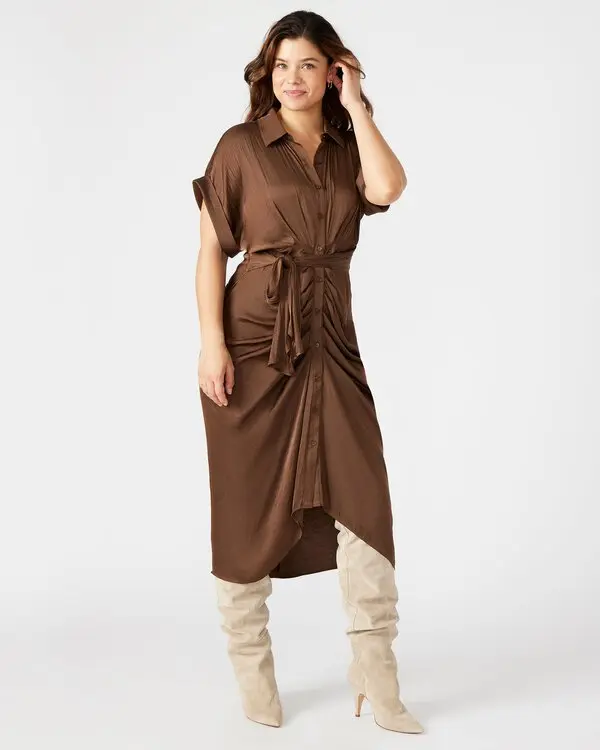 Steve Madden Tori High-low Shirt Dress - Chocolate
