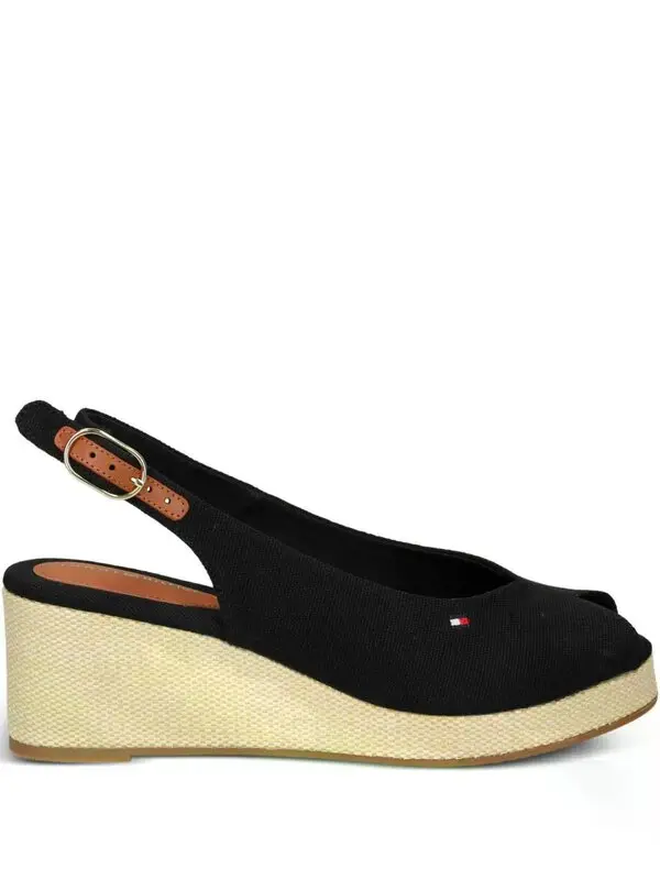 Tommy Hilfiger 60mm Slingback Wedge Espadrilles - Black