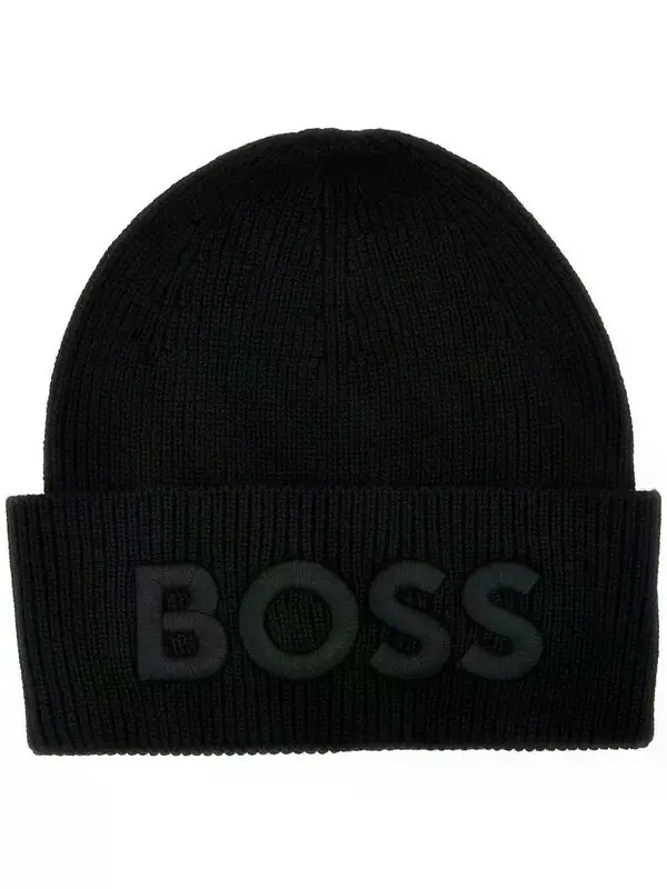 Hugo Boss Logo-embroidered Beanie - Black