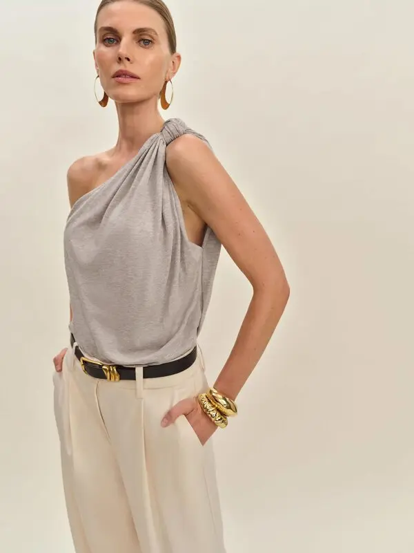 REFORMATION Harvey Knit Top - Heather Taupe