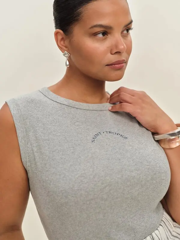 REFORMATION Hannah Knit Top - Heather Grey