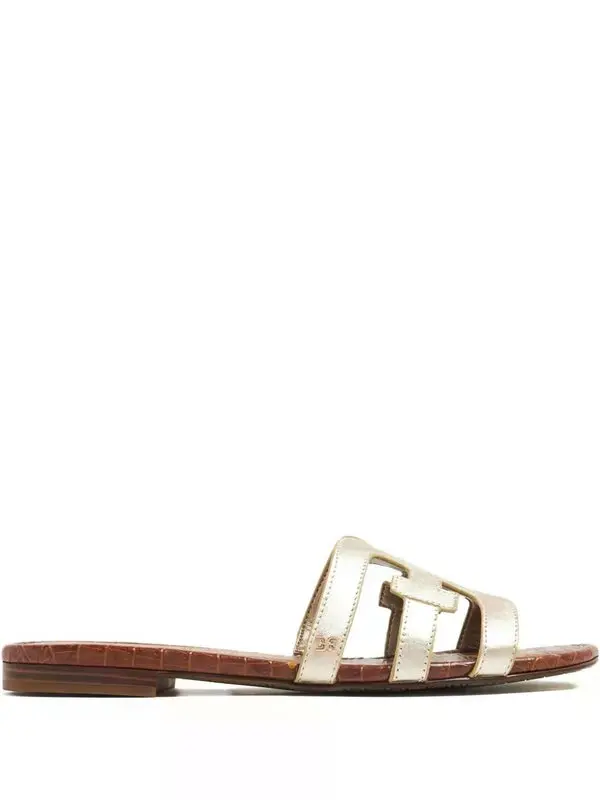 Sam Edelman Bay Metallic Leather Flat Sandals - Gold