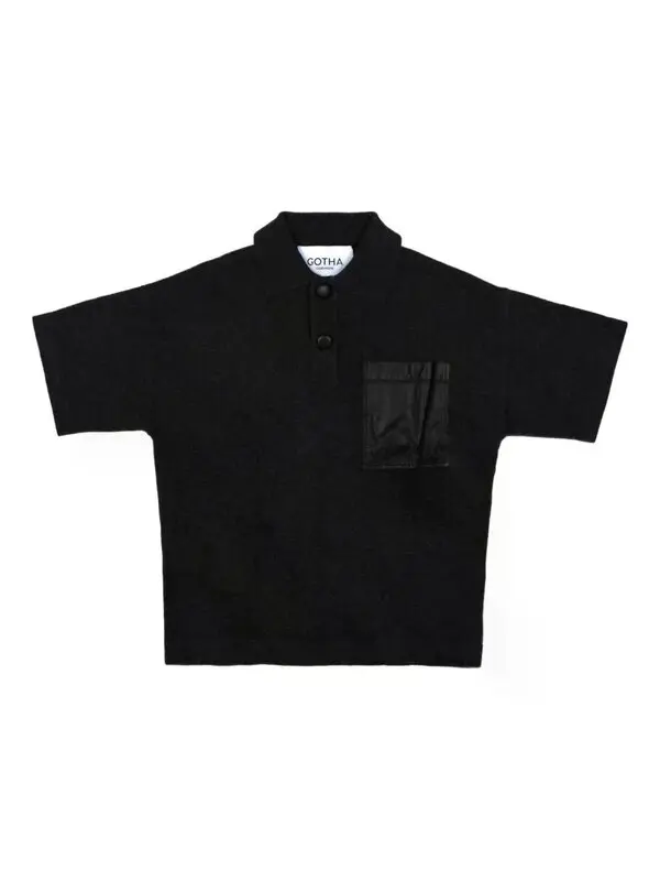 GOTHA Cashmere Polo Top - Black