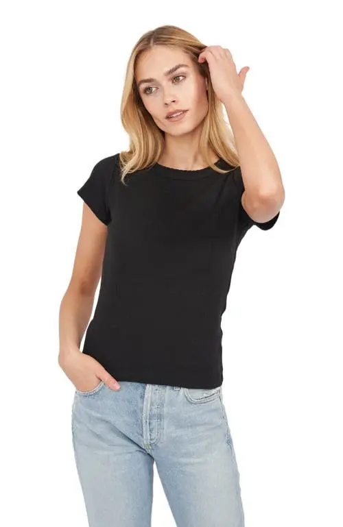 MAREA Pointelle Crewneck Tee - Black